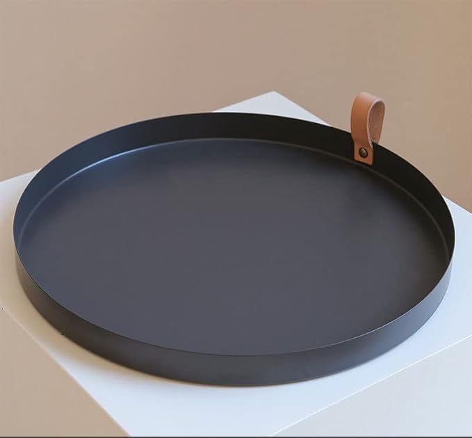 Amazon.com: 10.2" Round Decorative Tray, PU Leather Plastic Tray with ...