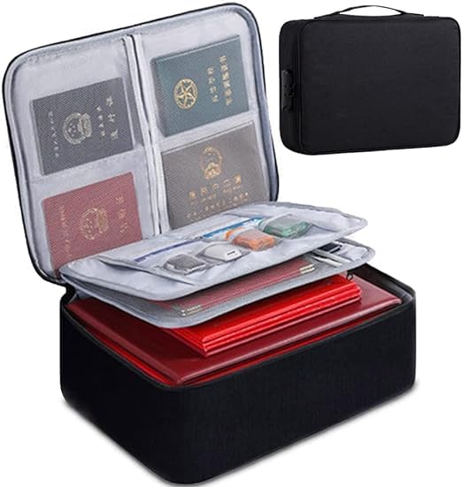 Document Bag Waterproof Portfolio Storage Bag with Password Lock, A4 ...