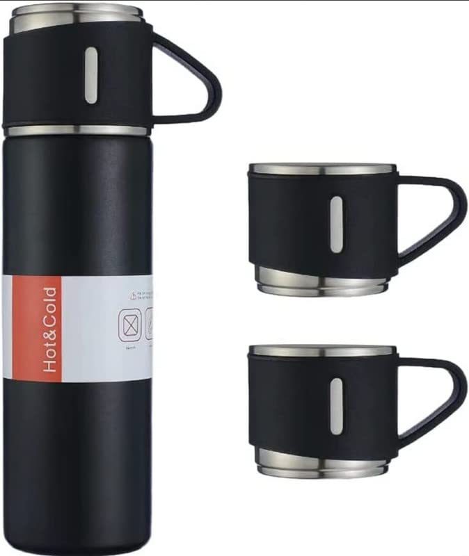 Aclix Steel Vacuum Flask Set with 3 Stainless Steel Cups Combo - 500ml ...