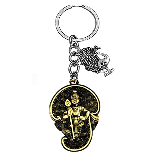 AFH Murugan Kartikeya Shiv Kumar Peacock Nazar Charm Bronze Keychain ...