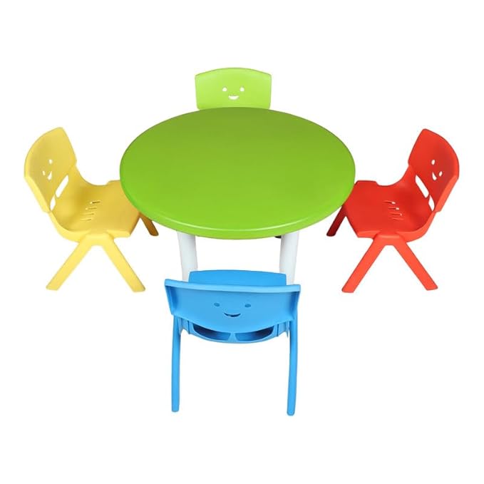 Toy Plus Round Table for Kids with 4 Chairs| Round Plastic Table for ...