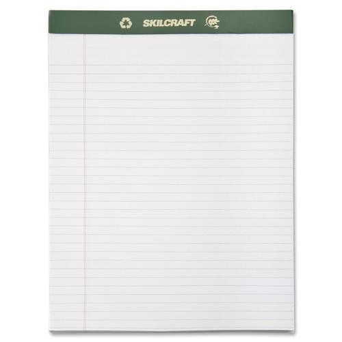 SKILCRAFT Writing Pad,Perf, 5/16" Ruled, 50Sht, Ltr,8-1/2"x11-3/4", WE ...