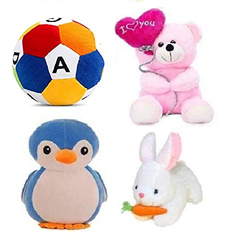 Buy arc elora soft toy combo pack balloon teddy bear, rabbit, penguin ...