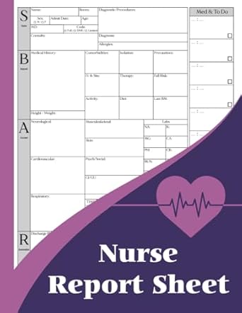 SBAR Nurse Report Sheet Notebook: Organizing Shift Notes - Nurse Brain ...