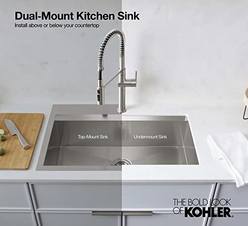 KOHLER K-80084-1PC-NA Task Kitchen Sink, 33", Stainless Steel, Single ...
