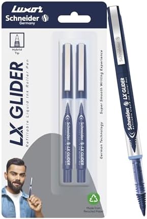 Luxor Schneider, LX Glider Pens, Pack of 2, Ink- Blue, Hybrid Tip ...