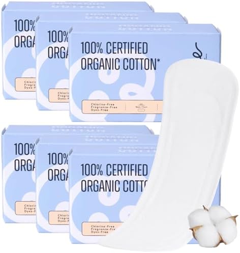 100% Organic Long Panty Liners for Women long-192ct, Ultra Thin Cotton ...