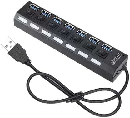 7-Port USB Extension Board, Powered Hub with Individual On/Off Switches ...