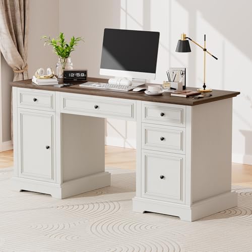 Amazon.com: Vipbear 60" Farmhouse Executive Desk with Drawers and ...