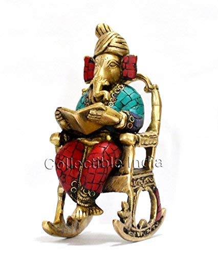 Buy Collectible India Chair Ganesha Reading Ramayan Ganesh murti 3D ...