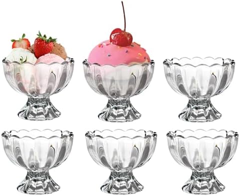 Amazon.com | NDSWKR 6 Pack Glass Tulip Sundae Cups, 6.7 Oz Clear Old ...