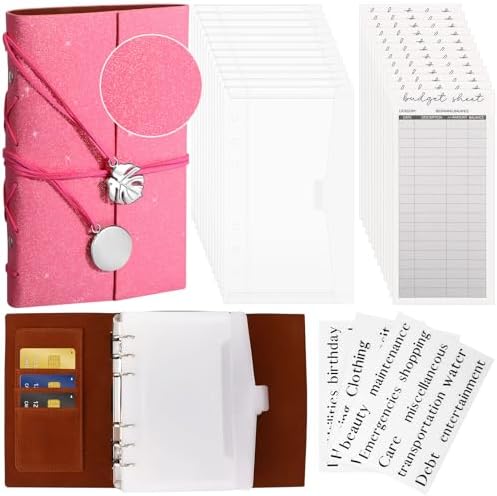 Amazon.com : Dunzoom Glitter Money Saving Binder, A6 Budget Binder with ...