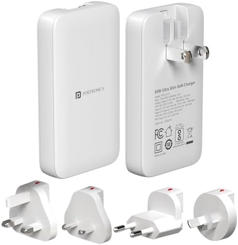 Portronics 65W Adapto 65U Ultra Slim Dual Port Fast Charging Adaptor ...