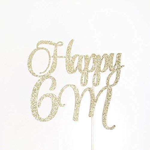 Amazon.com: Atelier Elegance Happy 6 Months Cake Topper, Half Cake ...