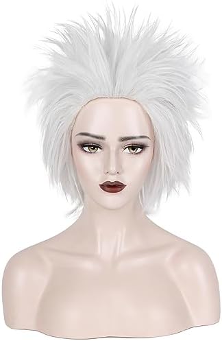 Amazon.com: WeKen Silver White Short Layered Cosplay Wig for Men Women ...