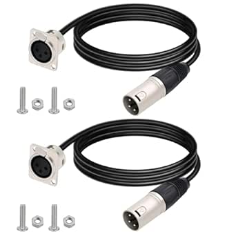 Amazon.com: Jienk 2PCS 1.64FT XLR Panel Mount Pass Through Female to ...