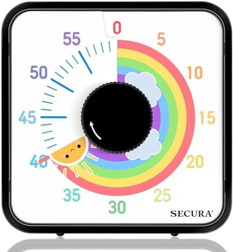 Secura 60-Minute Visual Timer, 7.5 Inch Magnetic Rainbow Countdown ...