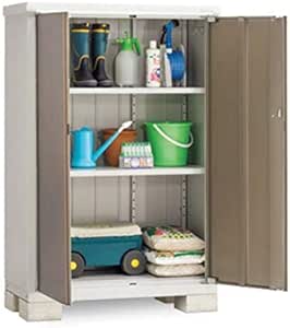 Amazon.co.jp: 【受注生産品】イナバ物置 BJX／アイビーストッカー BJX-115D EB 全面棚タイプ 『屋外用ドア型収納庫 DIY向け 小型 物置』 EB(エボニーブラウン ...