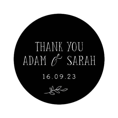 Personalised wedding stickers | thank you wedding labels | 12 colours ...
