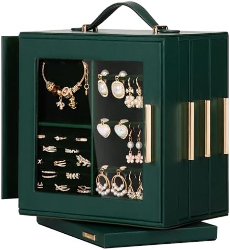 Amazon.com: Homde Jewelry Box 360° Rotating, Necklace Earring Organizer ...