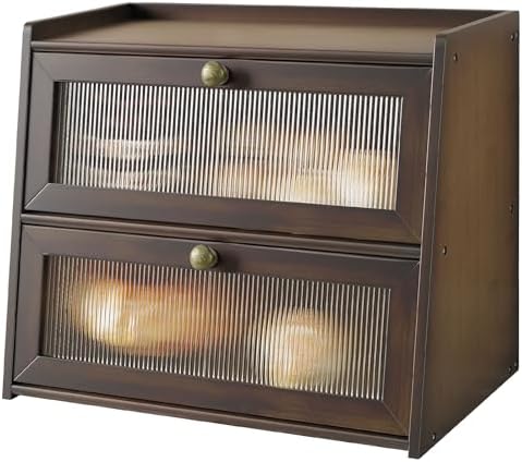 Amazon.com: BMOSU Large Bread Box Double Layer Bamboo Bread Box for ...