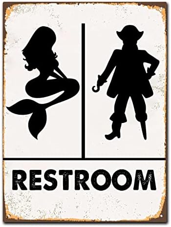 Amazon.com: Luoboken Funny Mermaid Pirate Vintage Restroom Door Sign ...