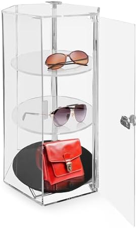 Acrylic Rotating Display Case - Countertop Showcase with Lockable Door ...