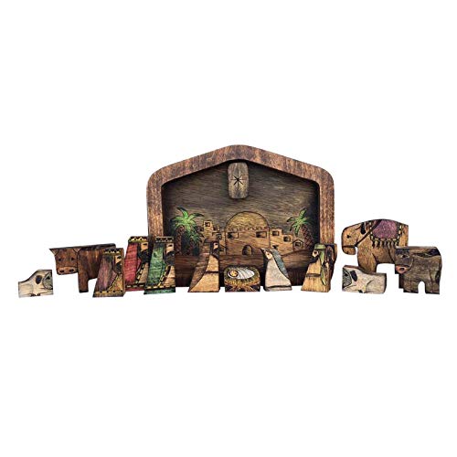 Statue de Jésus en bois - Crèche de Noël avec motif brûlé - Puzzles de ...
