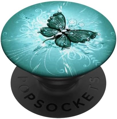 Amazon.com: Butterfly - Green Teal Butterfly Design PopSockets PopGrip ...
