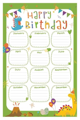 Snapklik.com : Dinosaur Birthday Chart Poster, 17 X 11 Inch, Classroom ...