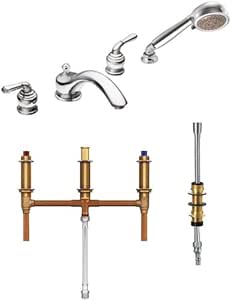 Moen T953-9796 Monticello Two-Handle Low Arc Roman Tub Faucet and Hand ...