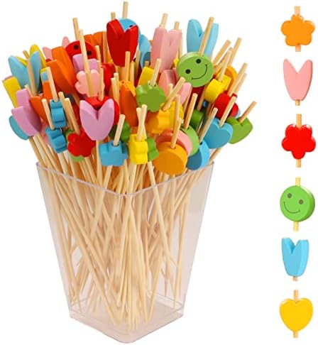 100 pcs Cocktail Sticks for Food 12cm Biodegradable Natural Bamboo ...