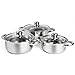 Amazon.com: 6-Piece Cookware Set, Stainless Steel Cookware Pot with 3 ...