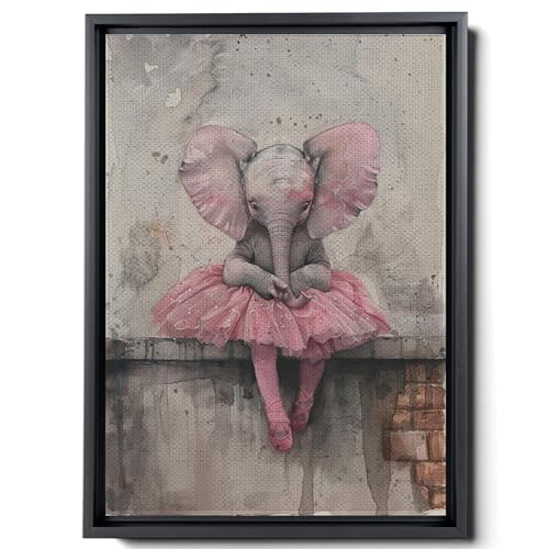 Amazon.com: A Pink Elephant Is Sitting On A Wall With An Pink Dress On ...