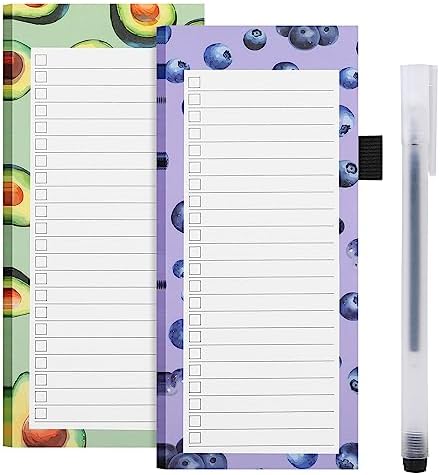 2 Pack Magnetic Shopping List Pad for Fridge, Magnet Notepad Grocery ...