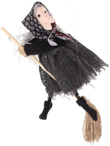 Amazon.com: DIYEAH Halloween Witch Doll Decor with Broomstick for ...