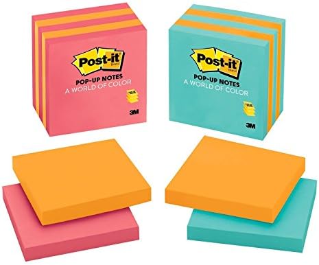 Post-it Pop-up Notes, 3 x 3-Inches, Assorted Ultra Collection, 5-Pads ...