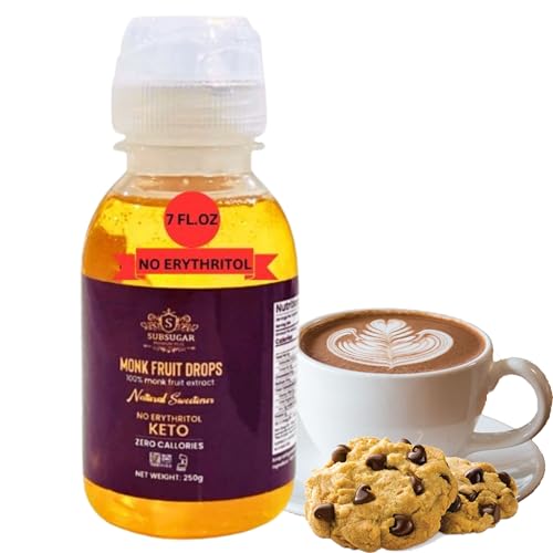 SubSugar 100% Monk Fruit Drops - 7 fl.oz of Pure Liquid Monk Fruit ...