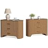 LITTLE TREE Large Nightstand Set of 2, Wide Nightstand with 3 Drawers ...