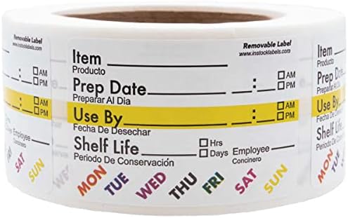 Amazon.com : InStockLabels Removable Food Rotation Prep Labels 2 x 3 ...