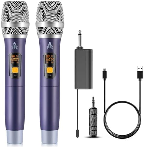 Amazon.com: FOLTUSYMY Wireless Microphone, Dual Digital Dynamic ...