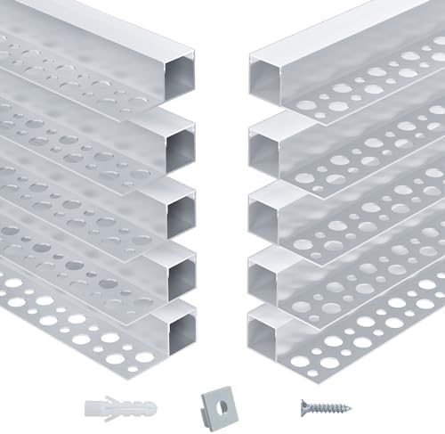 6 Pack LED Channel Plaster-in 6.6FT/2M Trimless Recessed Drywall ...