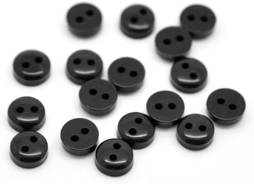 50 Plain Black Round 2 Hole Sewing 6mm Buttons. Ideal for Crafts Like ...
