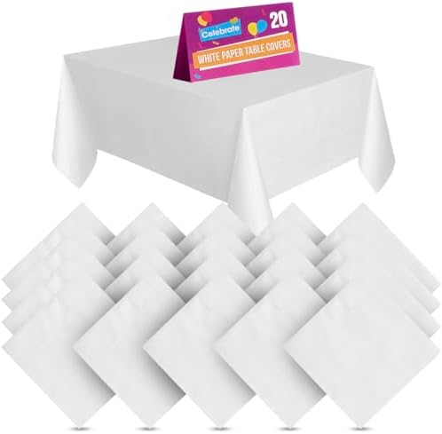 SOL 20pk White Paper Table Covers 90x90cm Tablecloths for Parties Cover ...