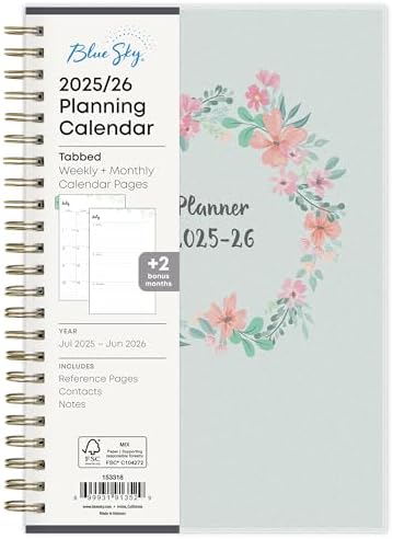 Blue Sky 2025-2026 Weekly and Monthly Academic Year Planner Calendar ...
