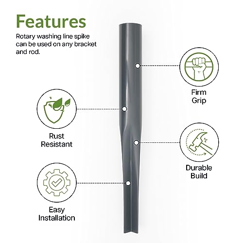 WINSOME Heavy Duty Rotary Washing Line Spike with Plastic Adapter (32mm ...
