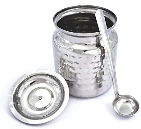 Amazon.com: Stainless Steel Ghee Pot Copper Bottom With Spoon And Lid ...