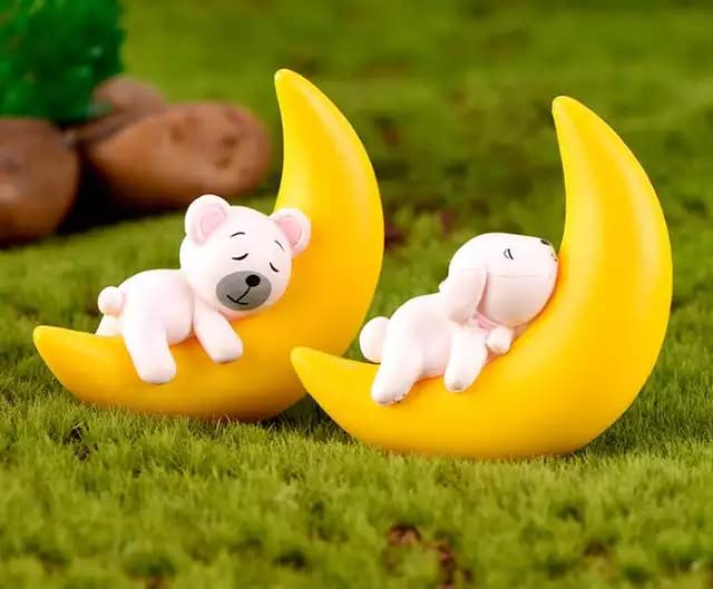 Antiq Creation Playing Animals On Moon Miniature SHOWPIECE Figurine for ...