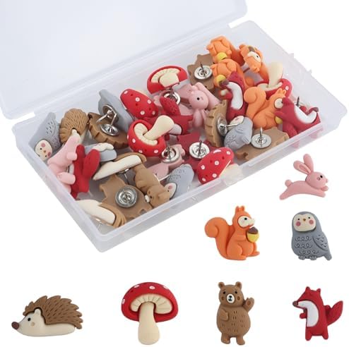 30 Pcs Animals Push Pins, Decorative Pushpins, Cute Animal Thumb Tacks ...