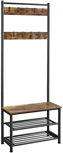 Amazon.com: Yaheetech Metal Hall Tree with Shoe Storage Bench Entryway ...
